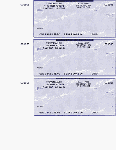 1stchecks: Computer Checks - Blue Marble Wallet - [ 3 per Page ]